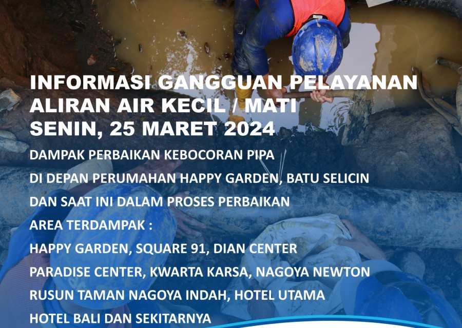 Kebocoran Pipa Induk di Depan Perumahan Happy Garden